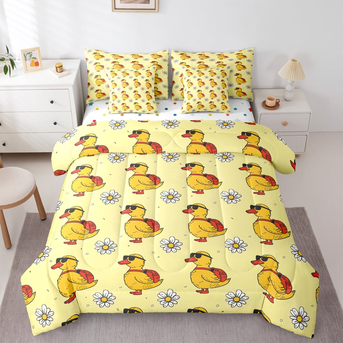 jejeloiu Lovely Duck 7-Piece Twin Bedding Sets,Rustic Farm Animal ...