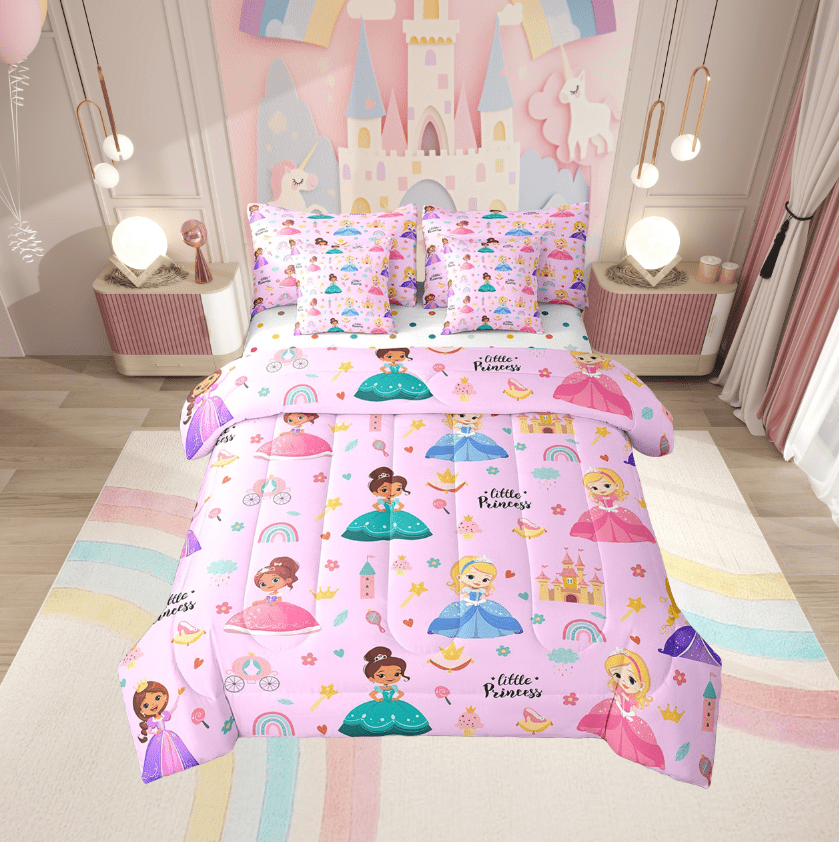 jejeloiu Magical Princess Twin Bedding Sets,7-Piece,Fairy Tale Castle ...