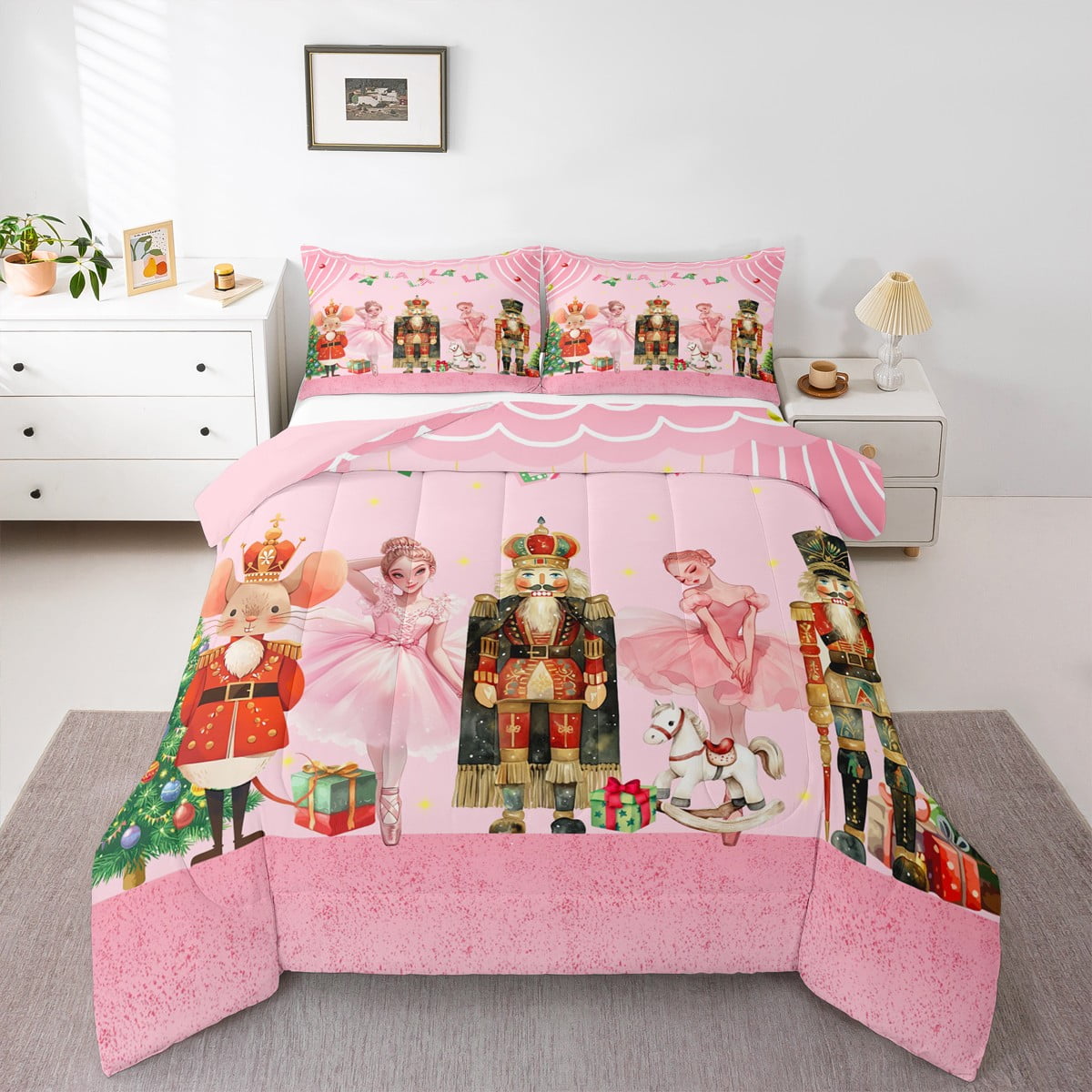 jejeloiu Merry Christmas Bedding Comforter Set,Xmas Nutcracker Soldier ...