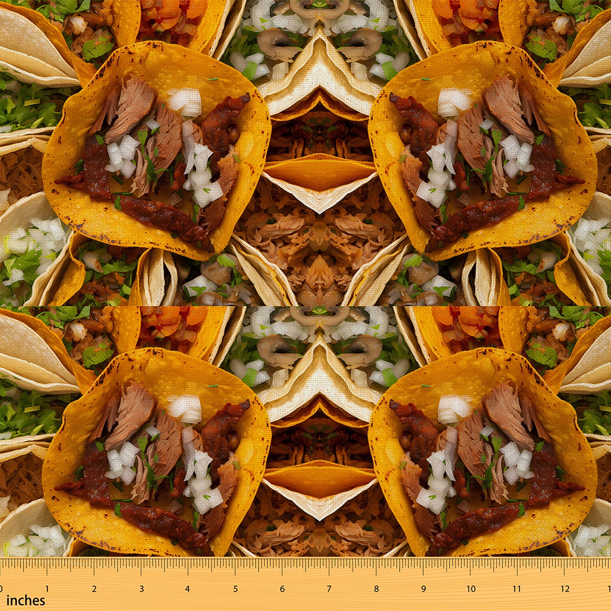 jejeloiu Mexican Taco Fabric by the Yard 10 Yards,Delicious Food Room ...