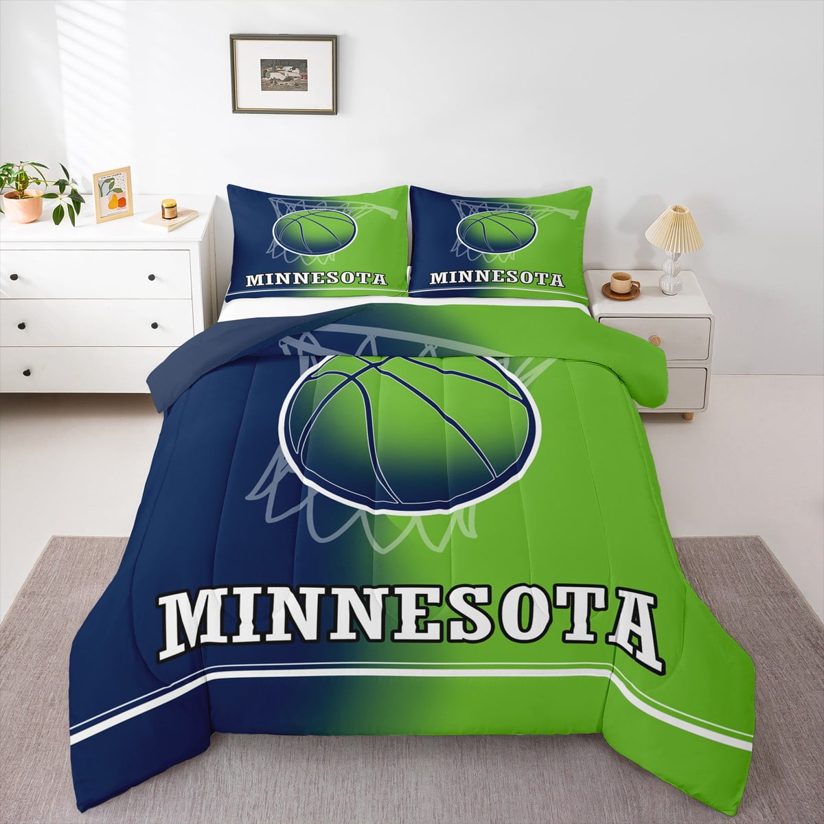 jejeloiu Minnesota King Size Comforter Sets,Basketball City Bedding ...