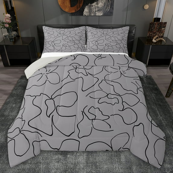 jejeloiu Modern Abstract Geometric Full Size Comforter Sets,Gray Black ...