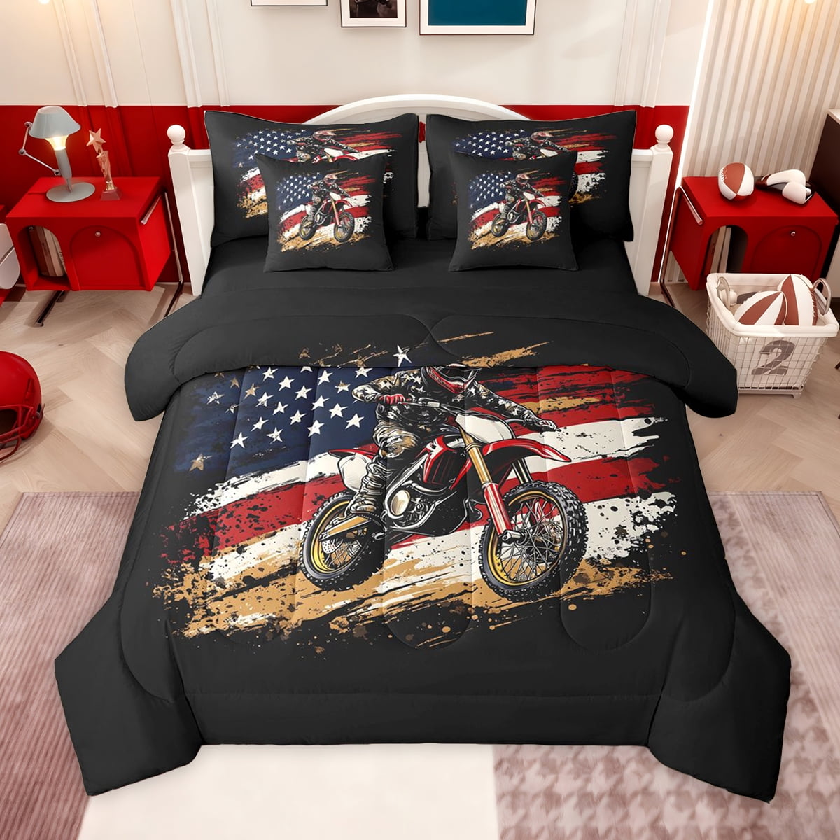 jejeloiu Motocross Speed Game 7-Piece Bedding Comforter Set,Vintage ...