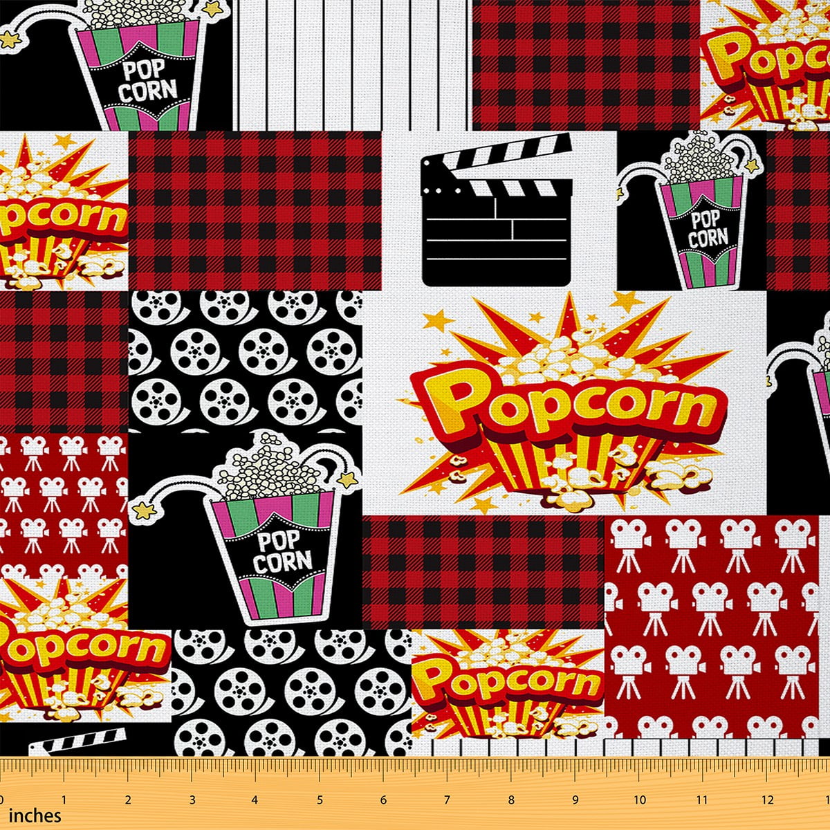 jejeloiu Movie Theater Theme Fabric by the Yard 1 Yard,Patchwork ...