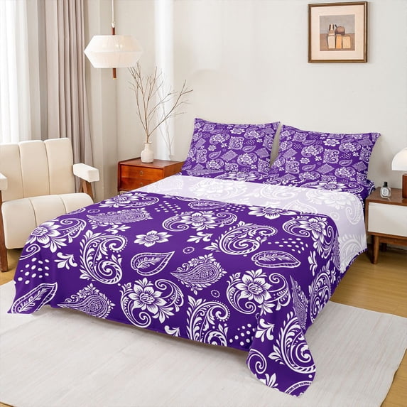 jejeloiu Mystic Paisley King Sheets For Men Women,Bold Print Bedding ...
