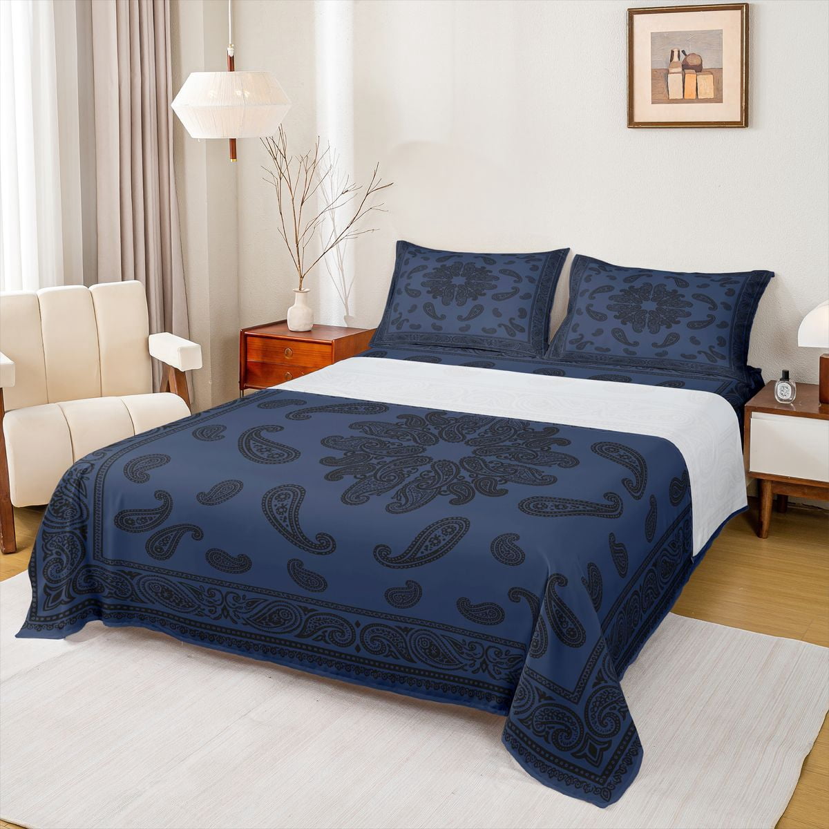 jejeloiu Nautical Flower King Sheets,Western Print Bedding For Adults ...