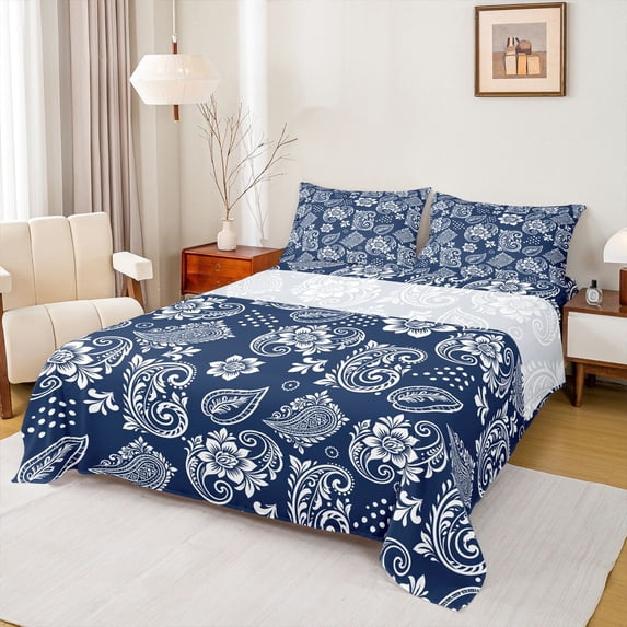 jejeloiu Nautical Paisley Queen Sheets For Men Women,Coastal Print ...
