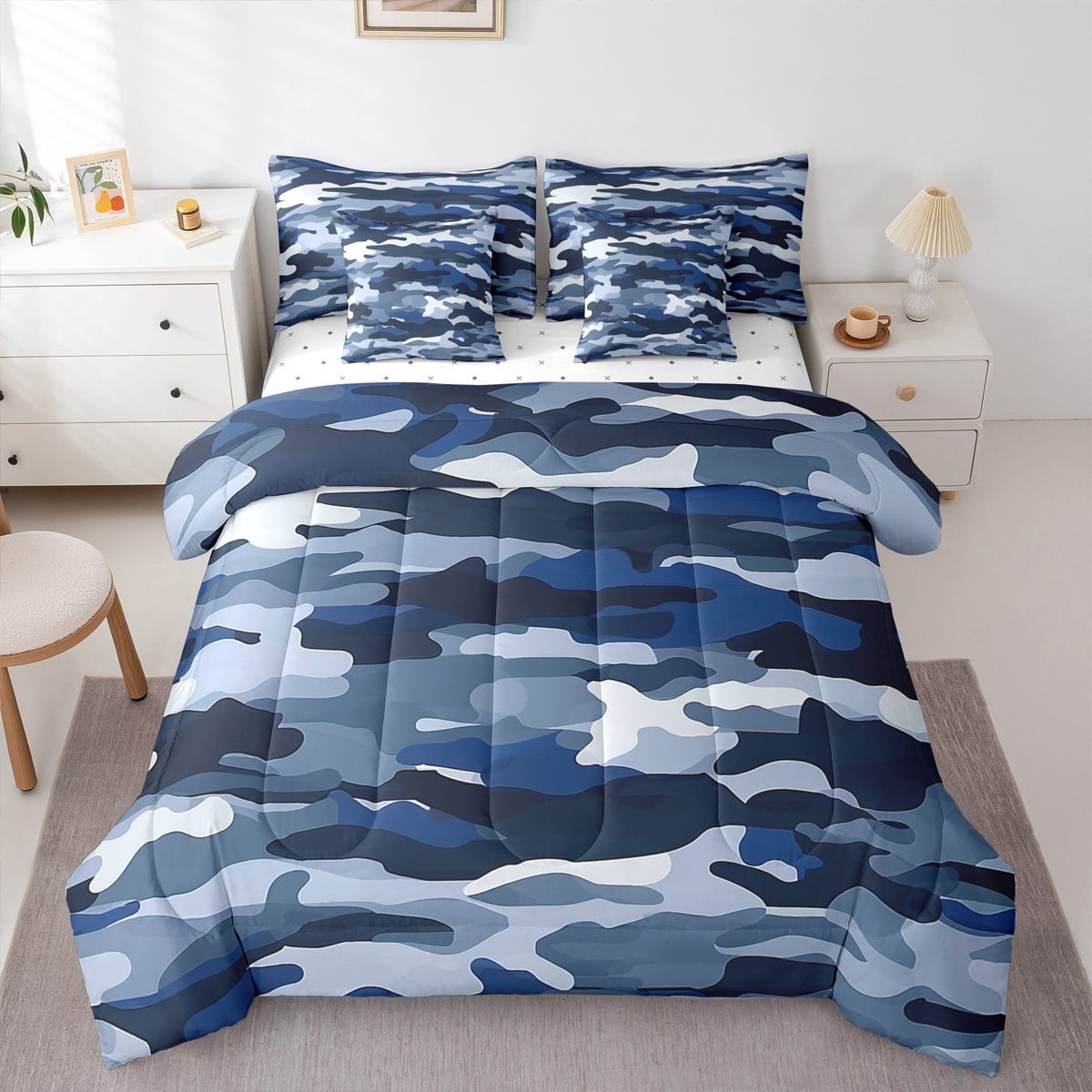 jejeloiu Camo Twin Bedding Sets 7-Piece,Camouflage Bedding Comforter ...