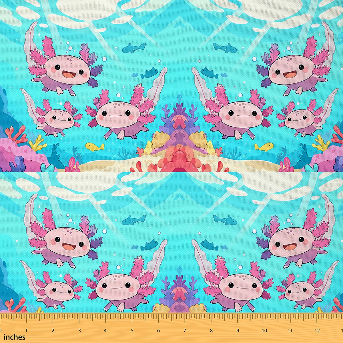 jejeloiu Ocean Animal Axolotl Fabric by the Yard 2 Yards,Pink ...
