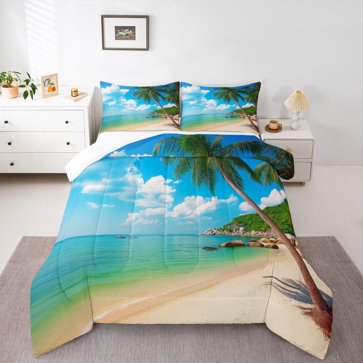 jejeloiu Ocean Sea Beach Bedding Comforter Set,Hawaii Summer Holiday ...