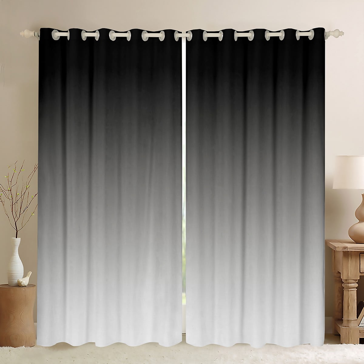 jejeloiu Ombre Effects Blackout Curtains Set of 2 (52x84 Each),Gradient ...