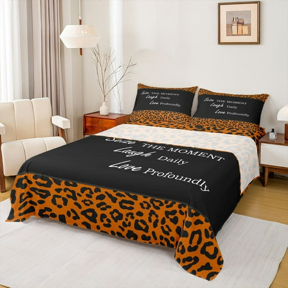 jejeloiu Orange Black Twin Sheet Sets,Inspirational Quote Twin Fitted ...