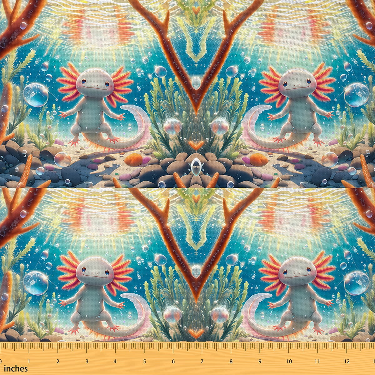 jejeloiu Orange Salamander Axolotl Fabric by the Yard 3 Yards,Magic Sea ...