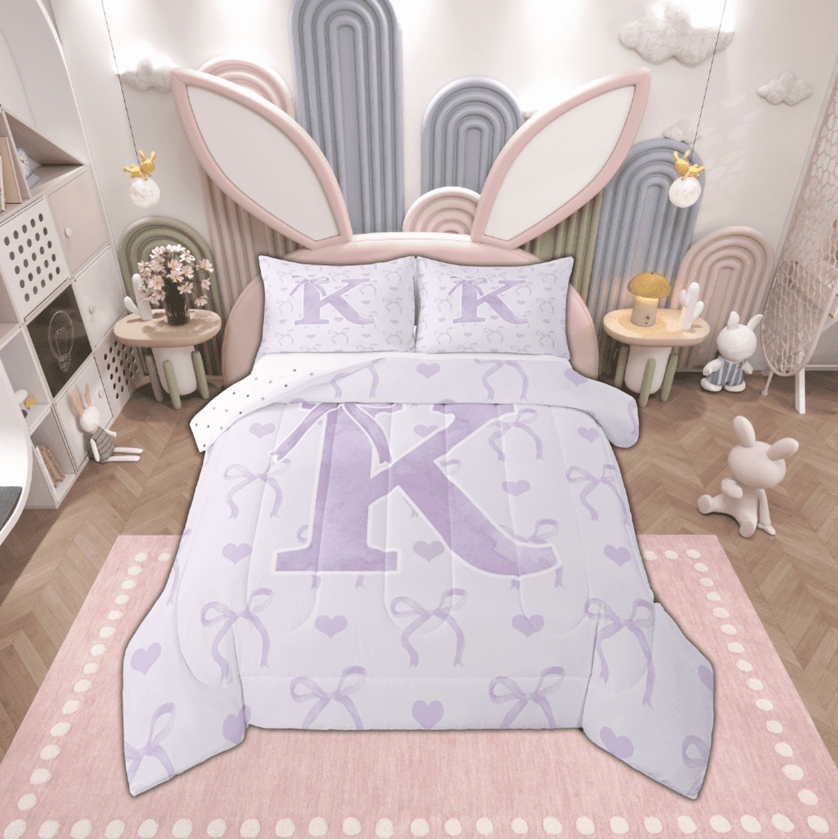 jejeloiu Personalized Gifts Bowtie Bedding Comforter Set,Letter K Twin ...