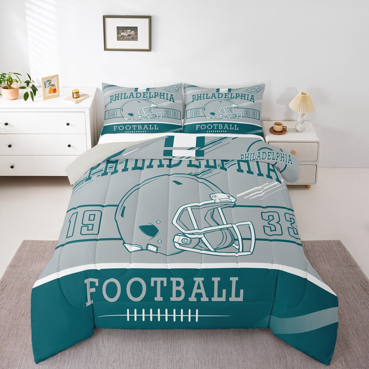 jejeloiu Philadelphia Full Size Comforter Sets,Football City Bedding ...