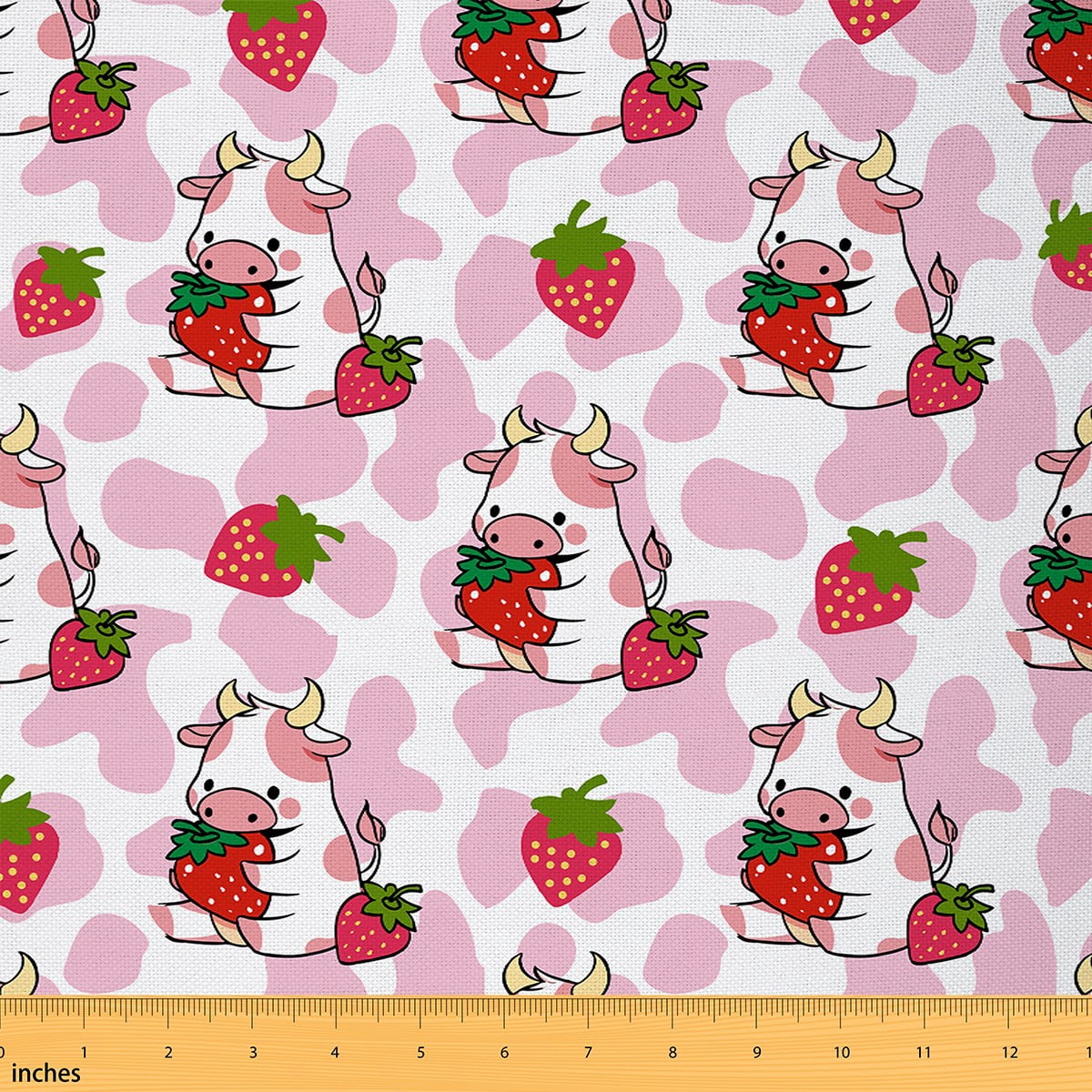 jejeloiu Pink Cow Print Fabric by the Yard 3 Yards for Girls, Kawaii ...