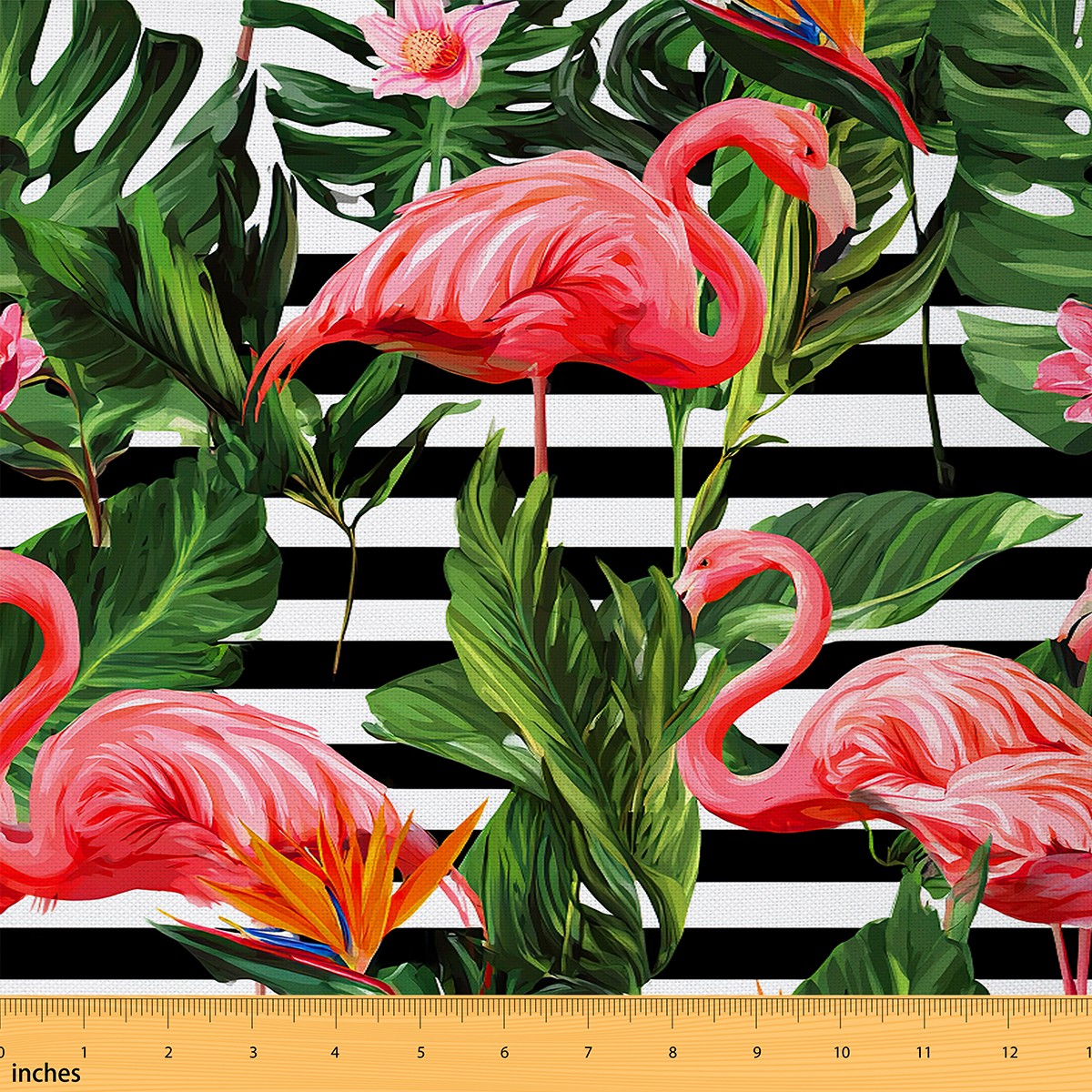 jejeloiu Pink Red Flamingo Fabric by the Yard 3 Yards,Tropical ...