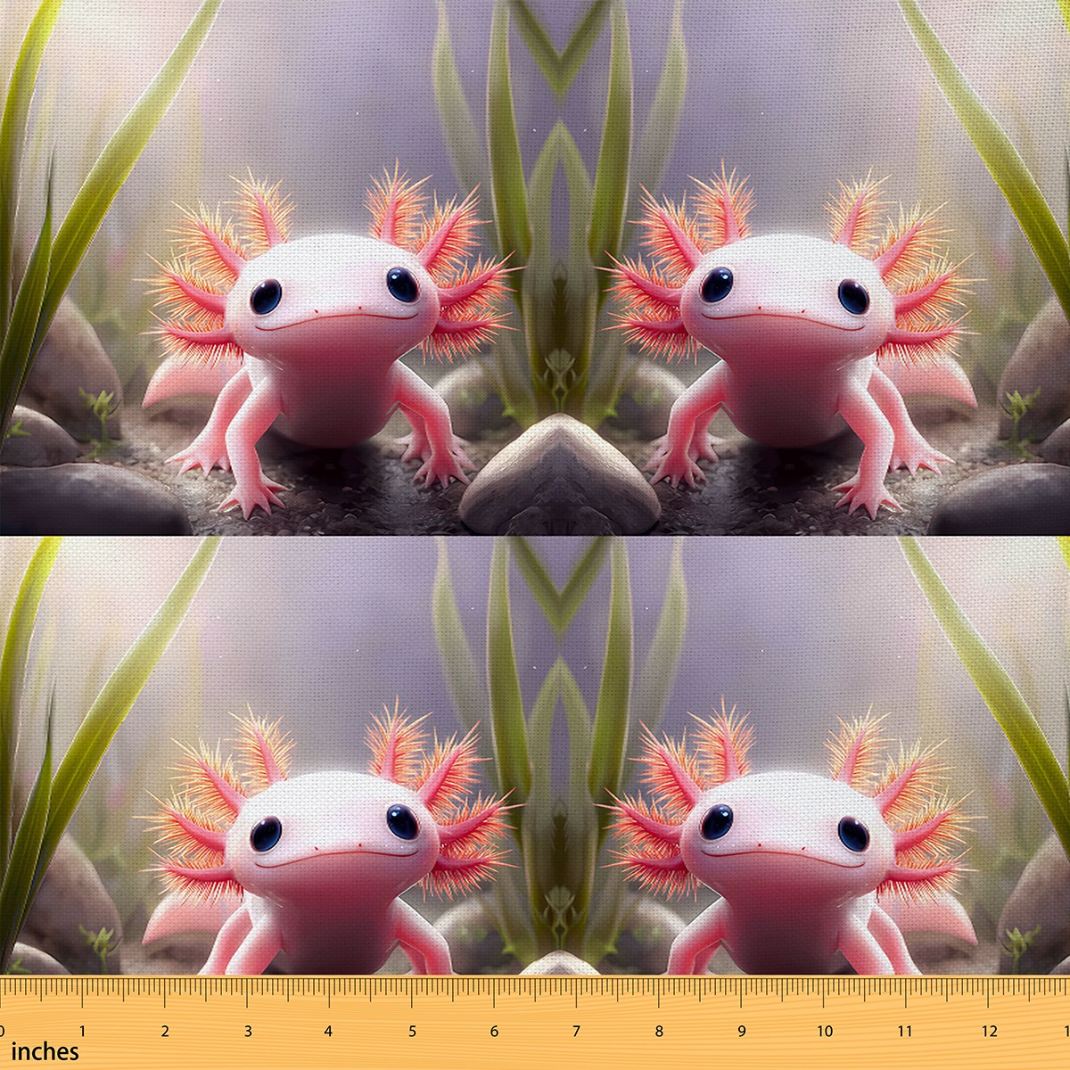 jejeloiu Pink Salamander Axolotl Fabric by the Yard 2 Yards,Magic Sea ...