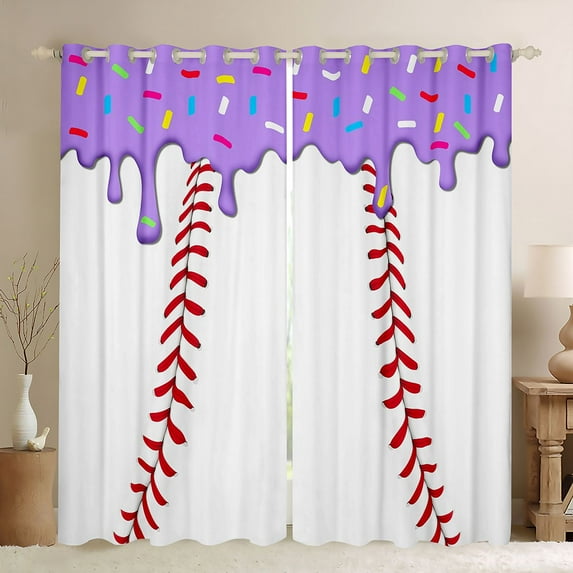 jejeloiu Purple Ice Cream Blackout Curtains Set of 2 (52x84 Each ...
