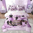 jejeloiu Purple Princess Dress 7-Piece Bedding Comforter Set,Girls High ...