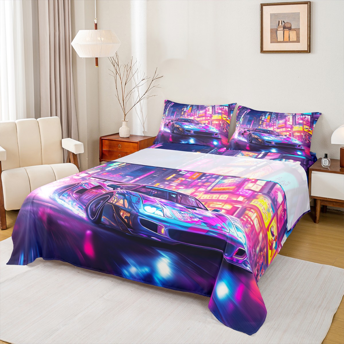 jejeloiu Race Car Bed Sheets,Extreme Sports King Sheets,Monder Luxury ...