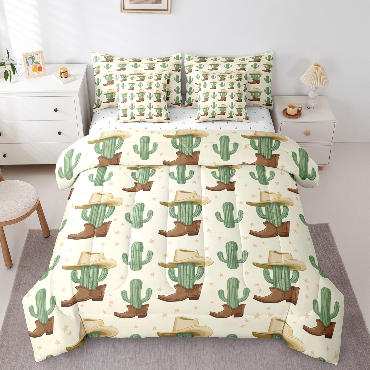 jejeloiu Rainforst Desert Cactus Bedding Comforter Set 7pcs,Southwest ...