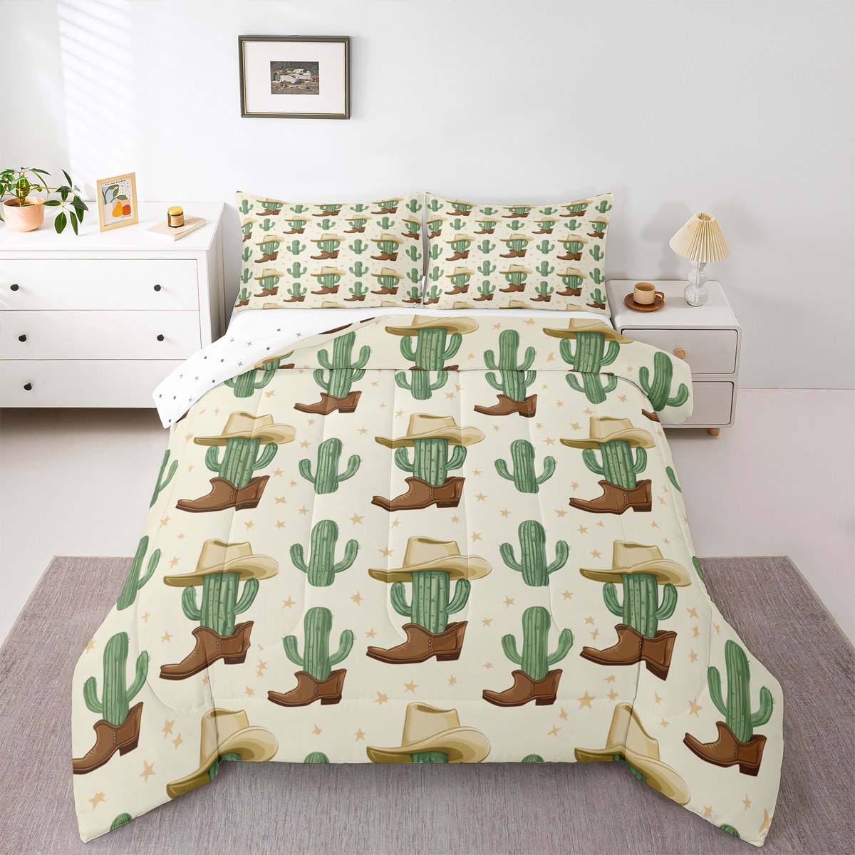 jejeloiu Rainforst Desert Cactus Bedding Comforter Set,Southwest Farm ...