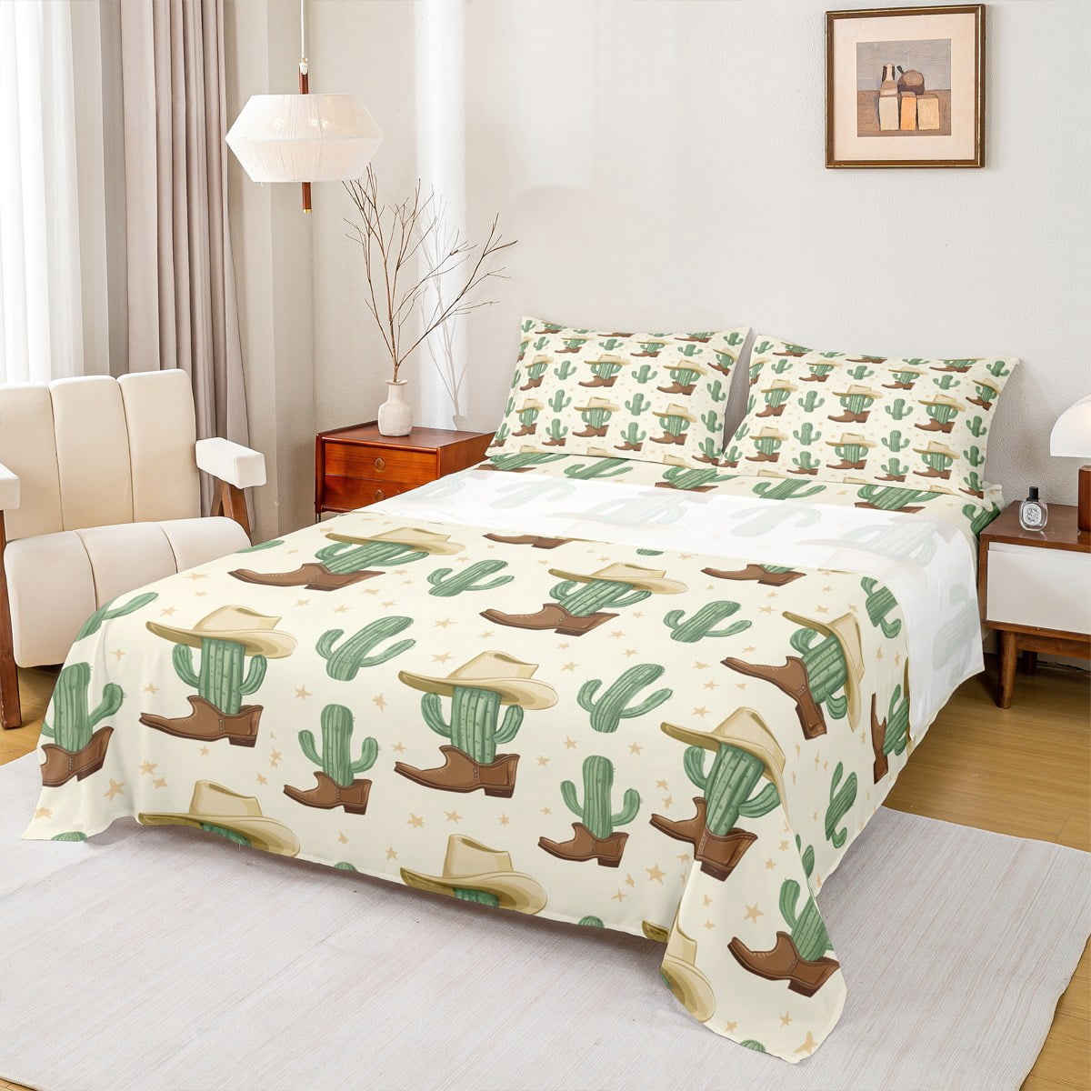 jejeloiu Rainforst Desert Cactus Full Size Sheets,Southwest Farm ...