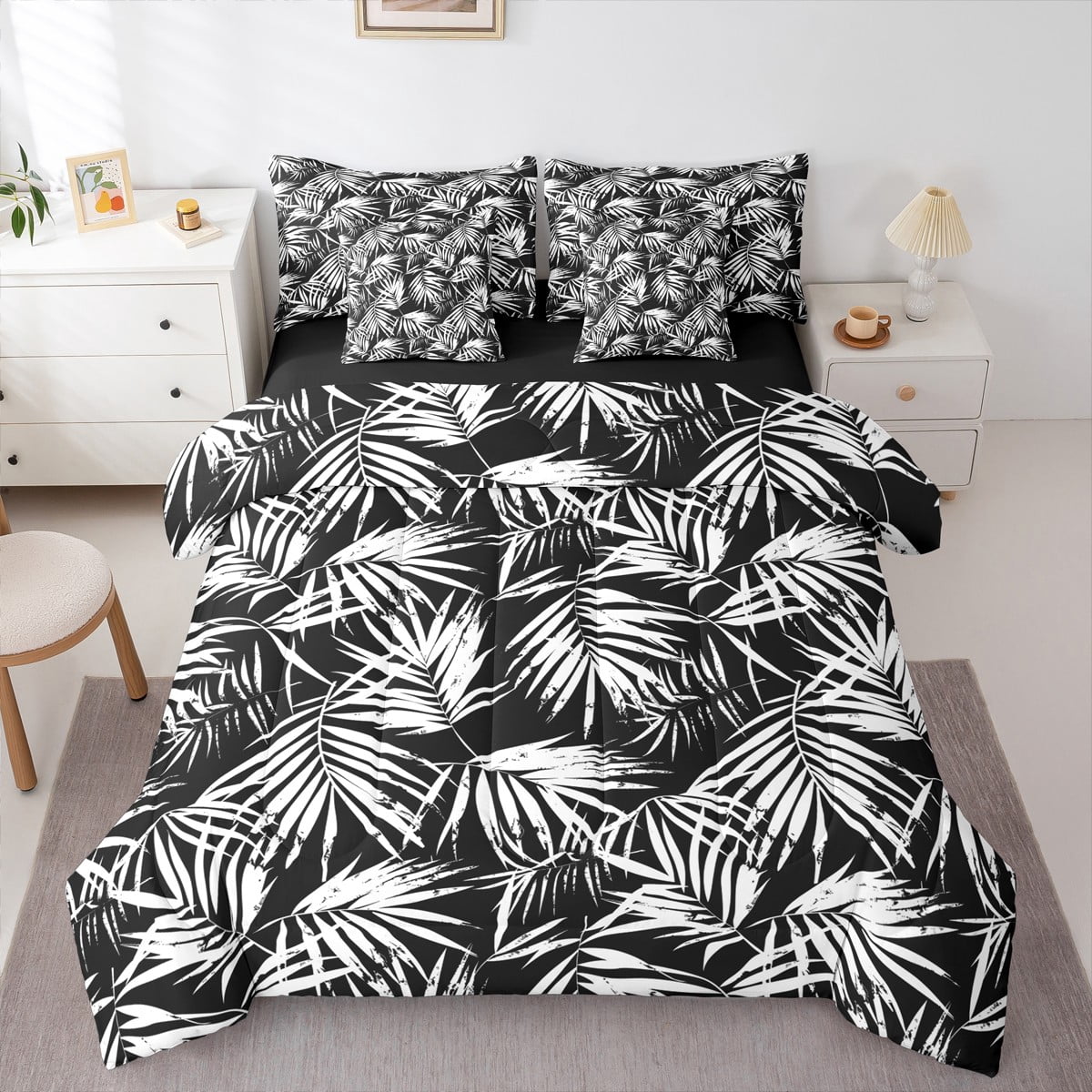 jejeloiu Rainforst Plant Leaf Bedding Comforter Set 7pcs,Nature Theme ...