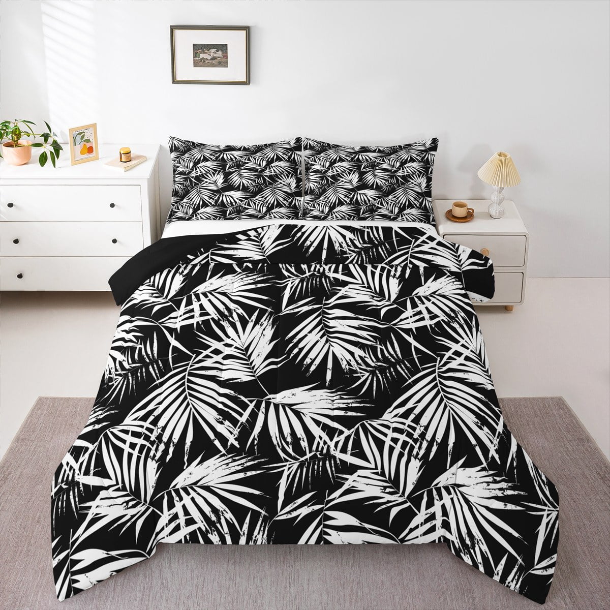 jejeloiu Rainforst Plant Leaf Bedding Comforter Set,Nature Theme Twin ...