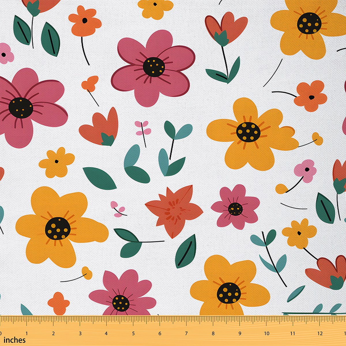 jejeloiu Red Daisy Fabric by the Yard 5 Yards,Rustic Flower Floral ...