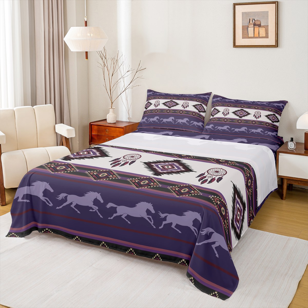 jejeloiu Retro Boho Aztec Twin Sheet Sets,Rustic Farmhouse Tribal Twin ...