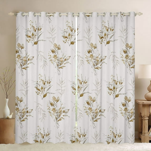 jejeloiu Retro Rustic Flower Blackout Curtains Set of 2 (52x84 Each ...