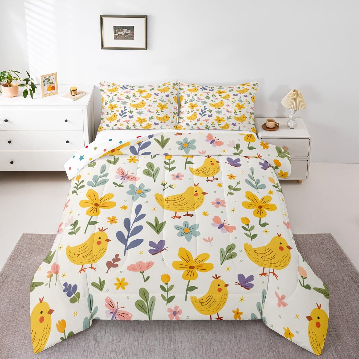 jejeloiu Rubber Duck Full Size Comforter Sets,Farm Animal Bedding ...