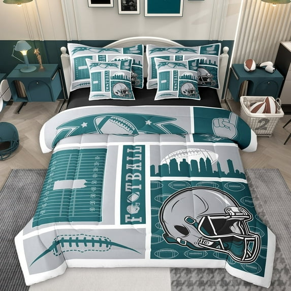 jejeloiu Rugby Football City 7-Piece Twin Bedding Sets,Gray Green ...