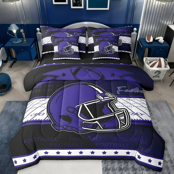 jejeloiu Rugby Game Gaming 7-Piece Bedding Comforter Set,Purple White ...