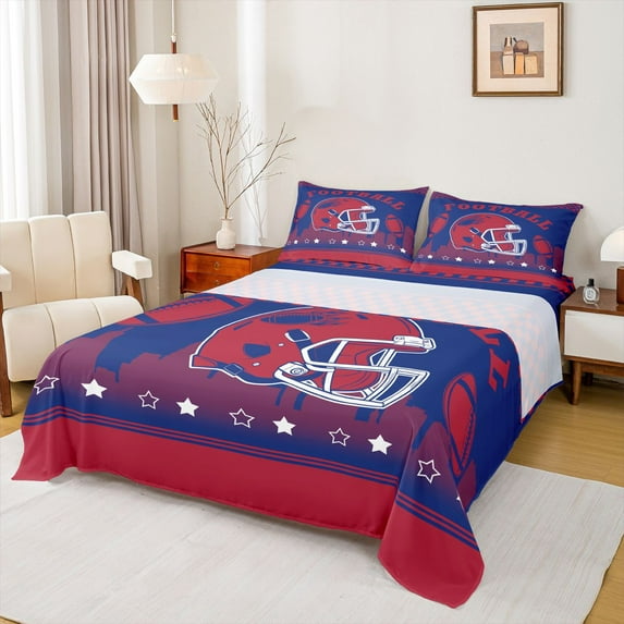 jejeloiu Rugby Game Gaming Twin Sheet Sets,Red Football Helmet Bedding ...