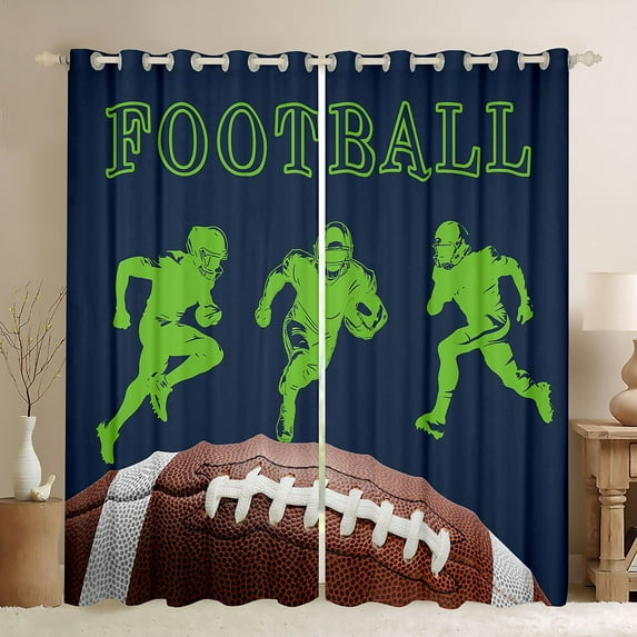 jejeloiu Rugby Games Sport Black Out Curtains,Brown Green Deepblue ...