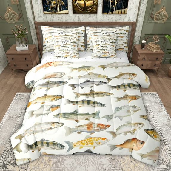 jejeloiu Rustic Fish 7 Pieces Bedding Comforter Set,Fishing And Hunting ...
