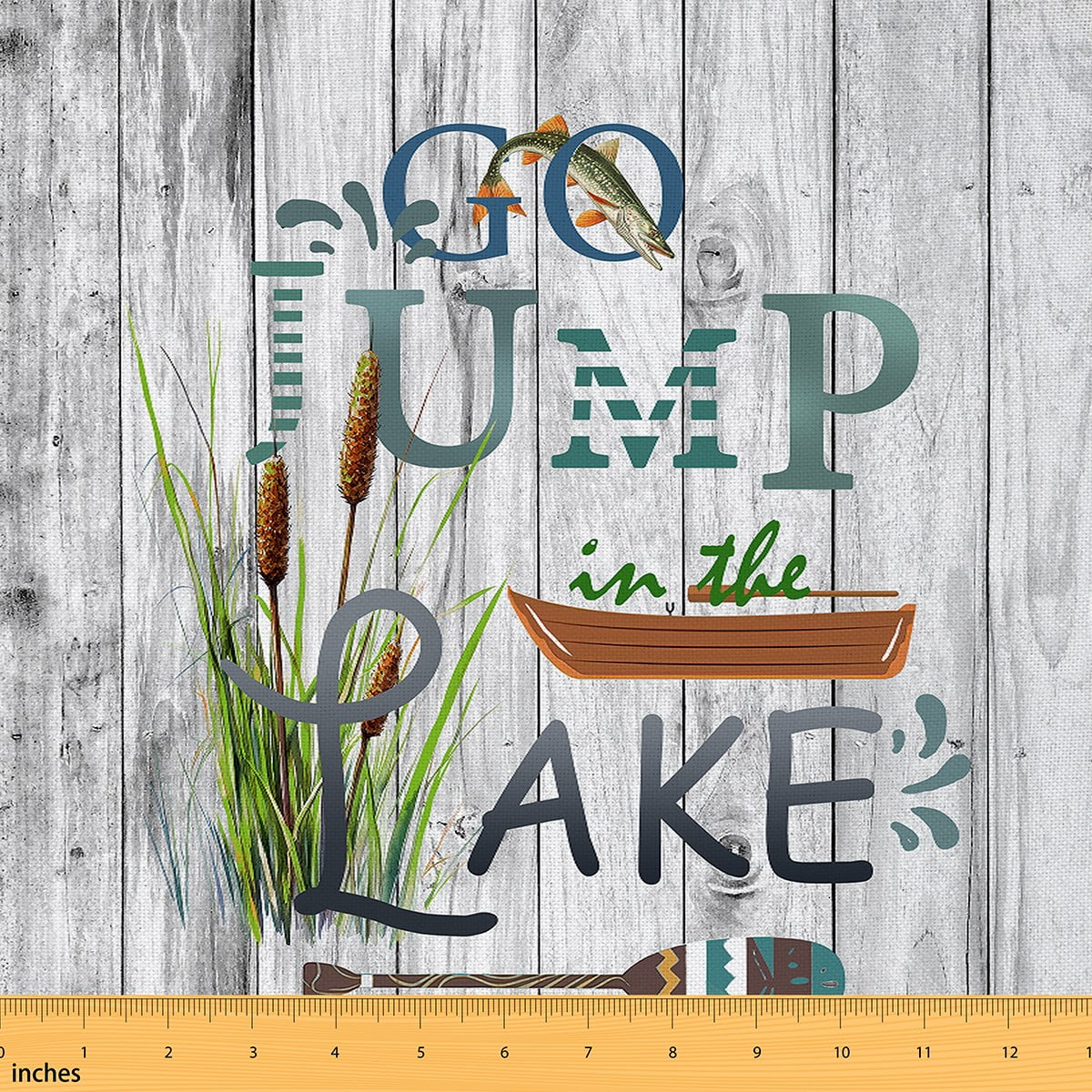 jejeloiu Rustic Lake House Fabric by the Yard 5 Yards, Vintage Lodge ...