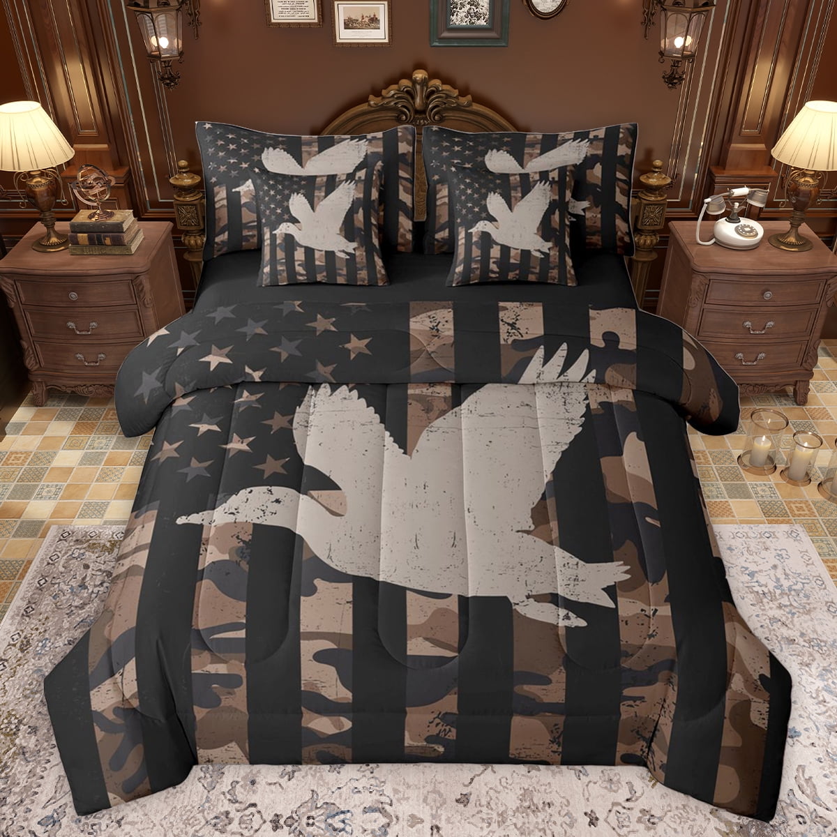 jejeloiu Rustic Mallard Duck 7pcs Bedding Comforter Set,Country ...