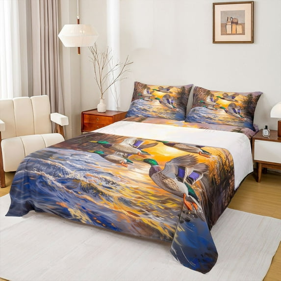 jejeloiu Rustic Mallard Full Size Sheets,Flying Animal Bed Sheets For ...