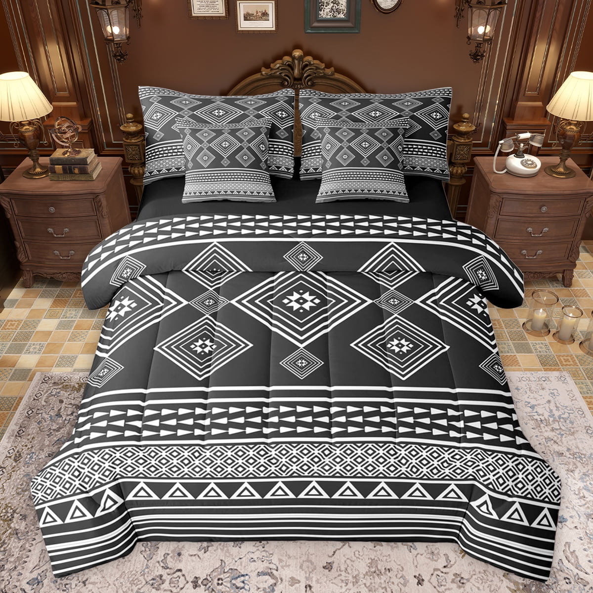 jejeloiu Rustic Western Aztec 7-Piece Twin Bedding Sets,Retro Bohemian ...