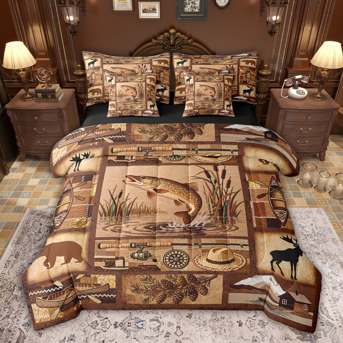 jejeloiu Rustic Western Cowboy 7-Piece Bedding Comforter Set,Brown Pink ...