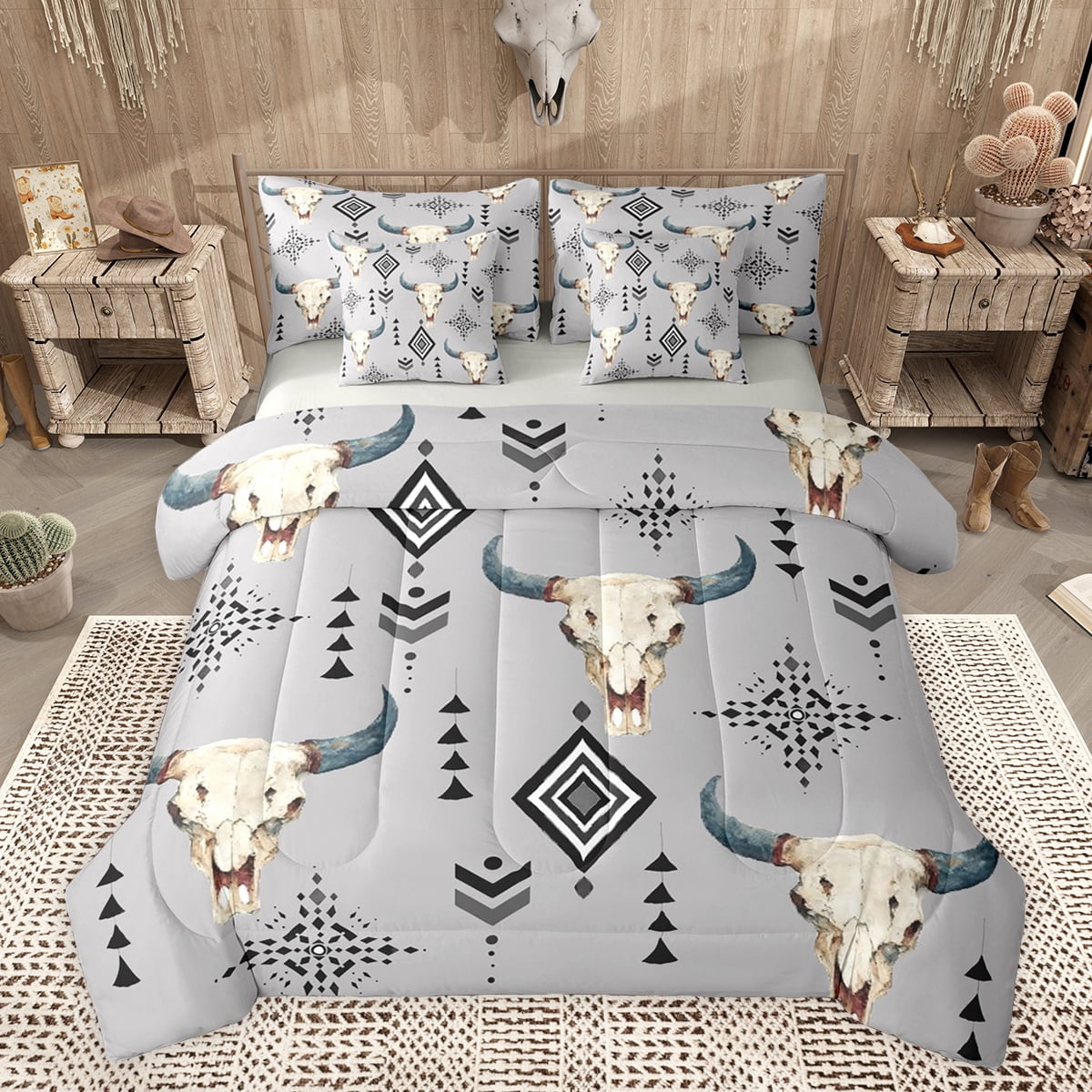 jejeloiu Rustic Western Cowboy 7-Piece Bedding Comforter Set,Farmhouse ...
