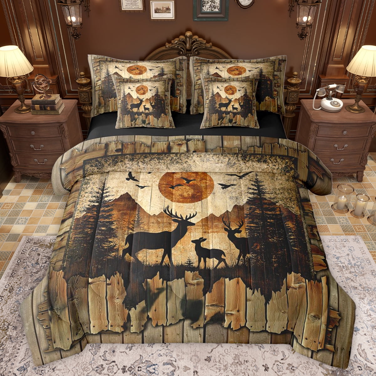 jejeloiu Safari Animal Deer 7 Pieces Bedding Comforter Set,Jungle ...