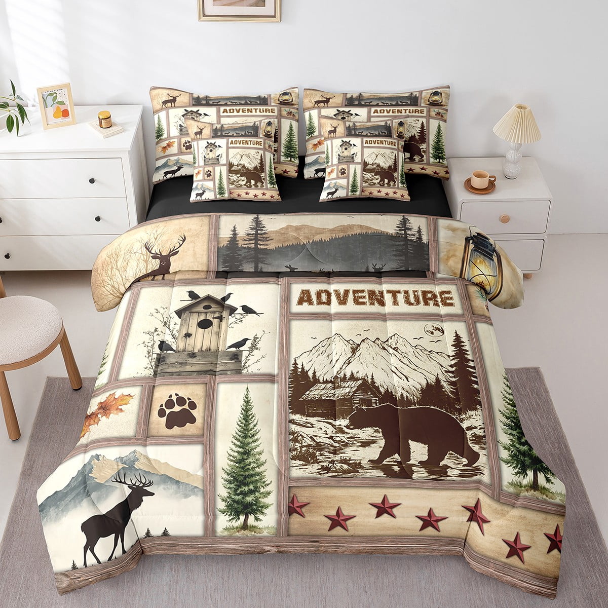 jejeloiu Safari Bear Tiger Twin Bedding Sets,7-Piece,Jungle Wildlife ...