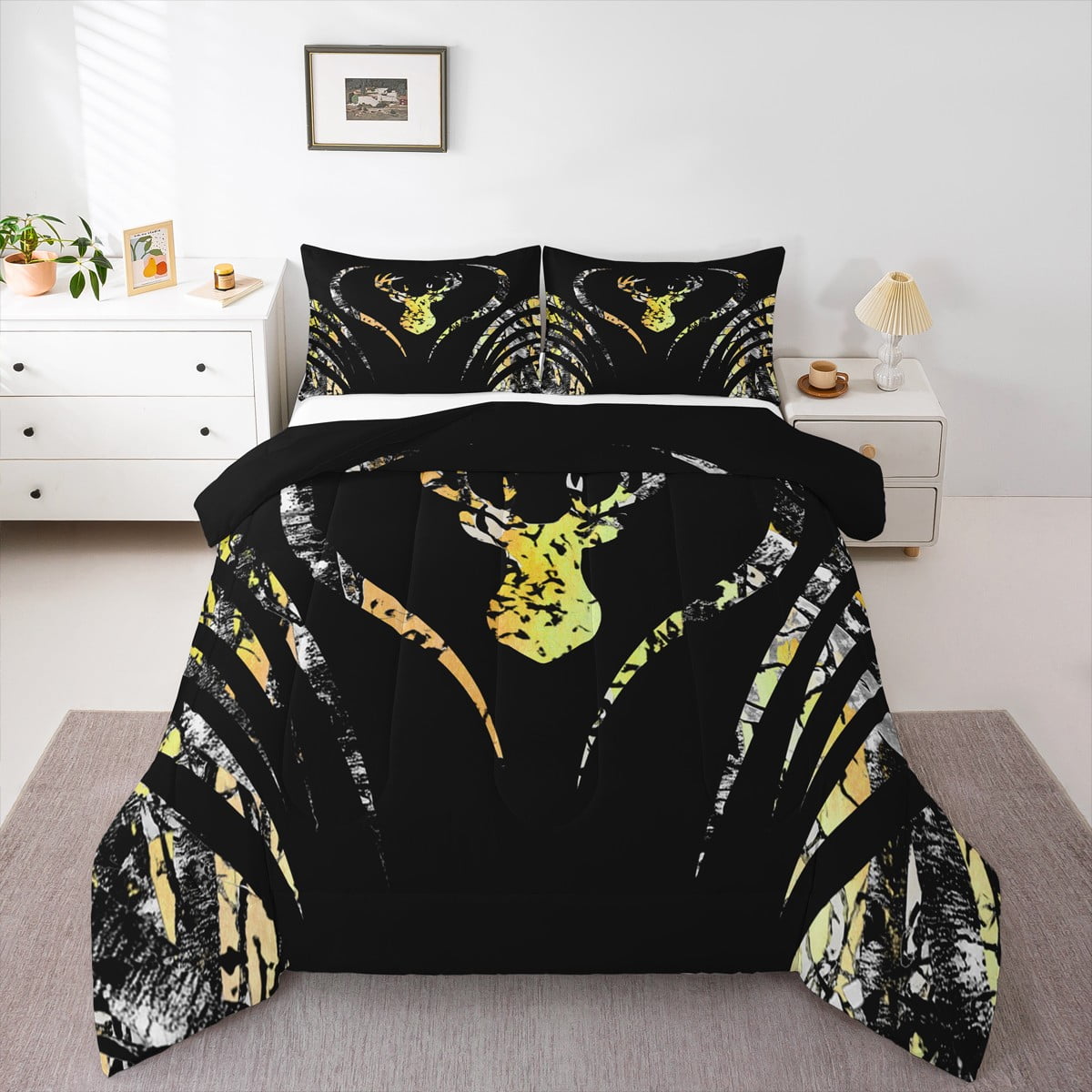 jejeloiu Safari Elk Full Size Comforter Sets,Woodland Animal Deer ...