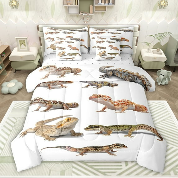jejeloiu Safari Gecko 7pcs Bedding Comforter Set,Wild Animals Queen ...