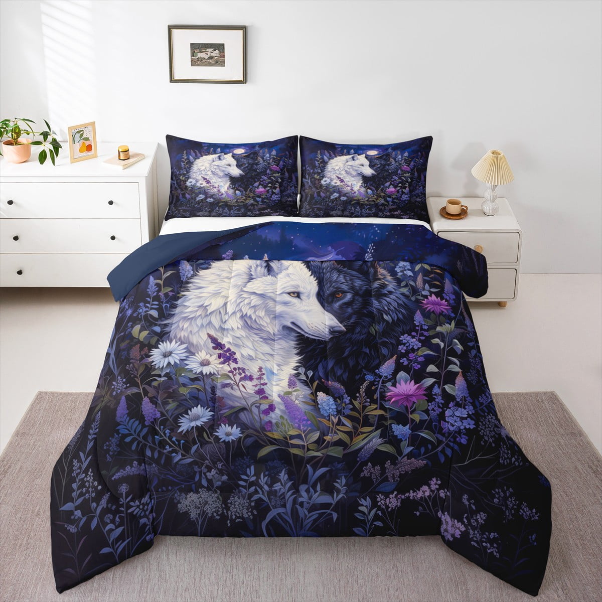 jejeloiu Safari Wolf King Size Comforter Sets,Jungla Wildlife Bedding ...